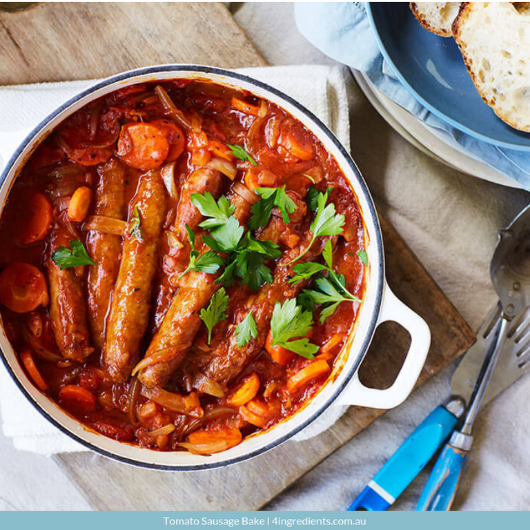 Tomato Sausage Bake – 4 Ingredients